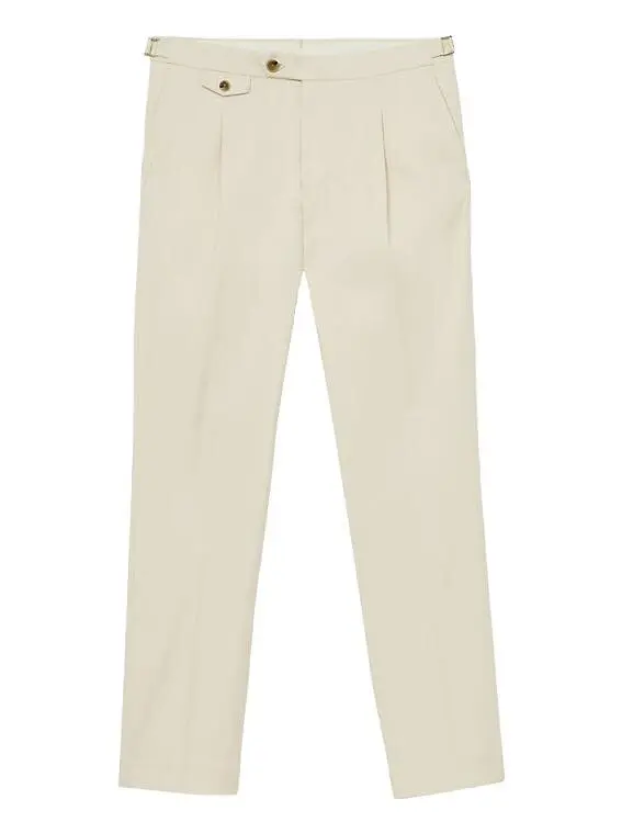 REISS Float Tailored-fit Side-adjuster Cotton-blend Trousers - Stone