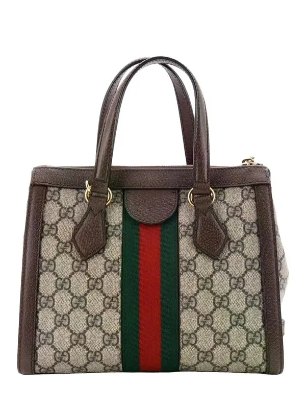 Gucci Ophidia Top Handle Gg Coated Canvas Small Tote Bag - Brown