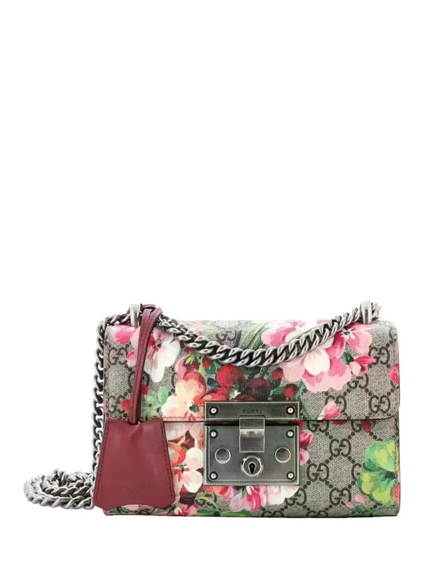 Gucci Padlock Blooms Print Gg Coated Canvas Small Shoulder Bag - Multicolour