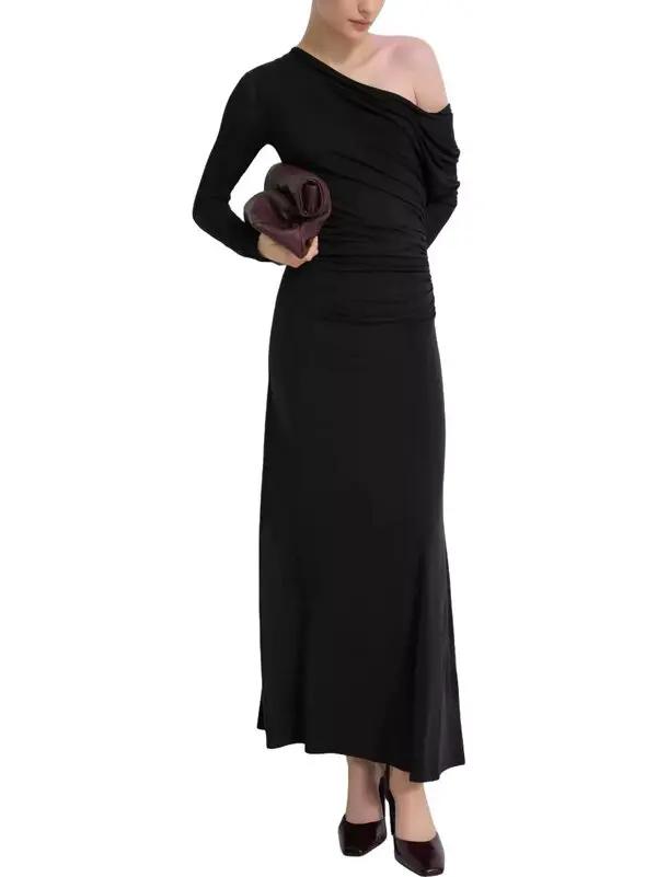 MARCELLA Ambrose Ruched Long-sleeve Maxi Dress - Black