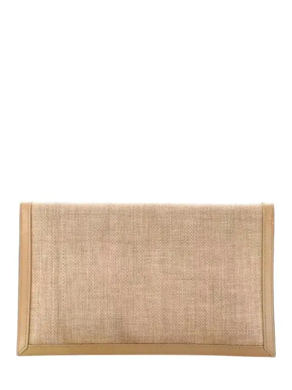 Saint Laurent Uptown Pouch Raffia Clutch Bag - Neutrals