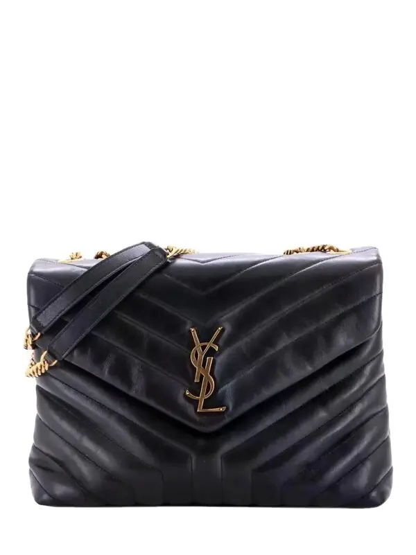 Saint Laurent Loulou Matelasse Chevron Leather Medium Shoulder Bag - Black