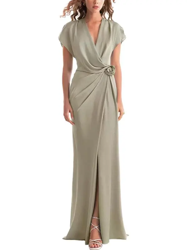 GEMY MAALOUF Draped Flower-detail Dress - Neutrals
