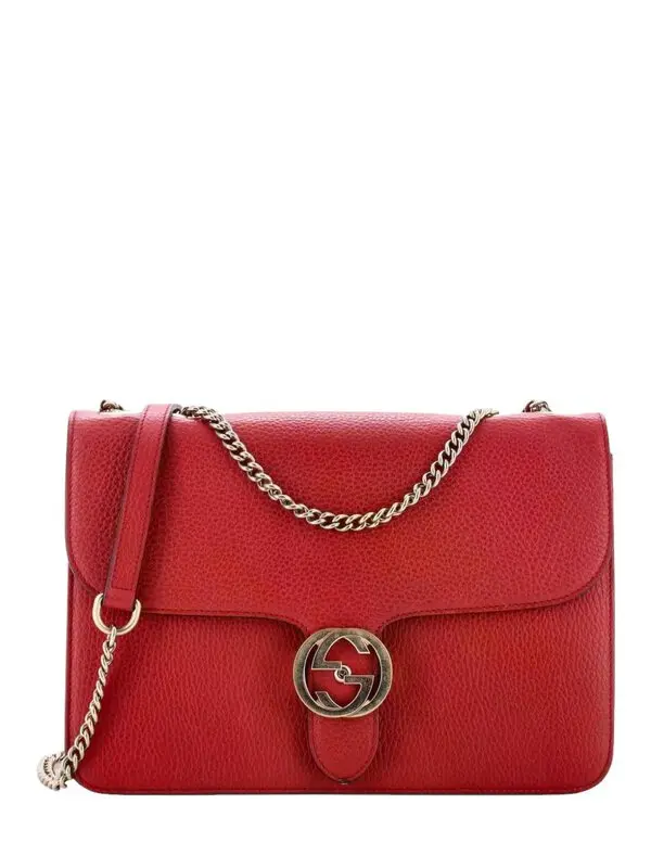 Gucci Interlocking Leather Medium Shoulder Bag - Red