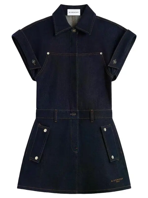 Givenchy Mini Dress In Raw Denim - Blue