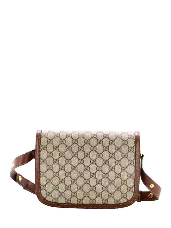 Gucci Horsebit 1955 Shoulder Bag Gg Coated Canvas With Leather Small Crossbody Bag - Brown