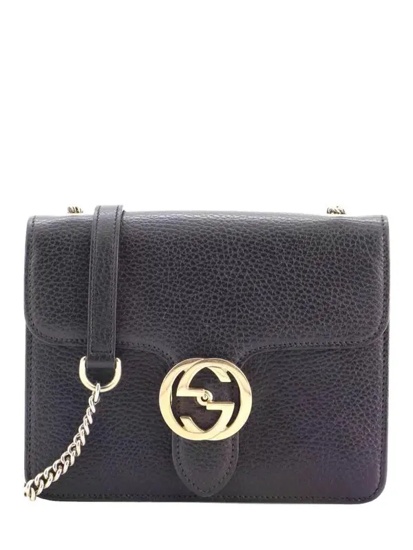 Gucci Interlocking Leather Small Shoulder Bag - Black