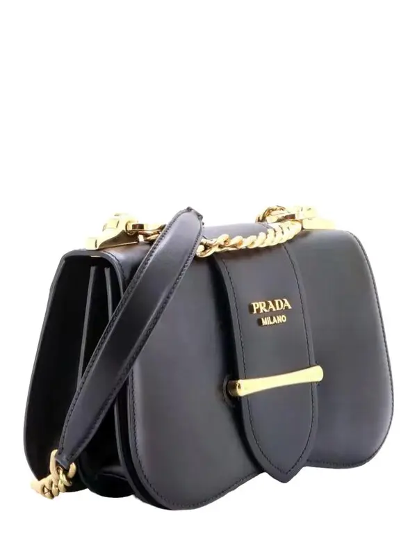 Prada Sidonie Chain Shoulder Bag City Calf Medium Crossbody Bag - Black