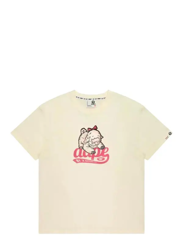 AAPE BY *A BATHING APE Alpaca Graphic-print Cotton T-shirt - Neutrals