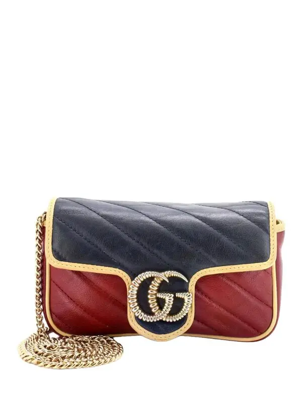 Gucci Gg Marmont Flap Bag Diagonal Quilted Leather Super Mini Crossbody Bag - Multicolour