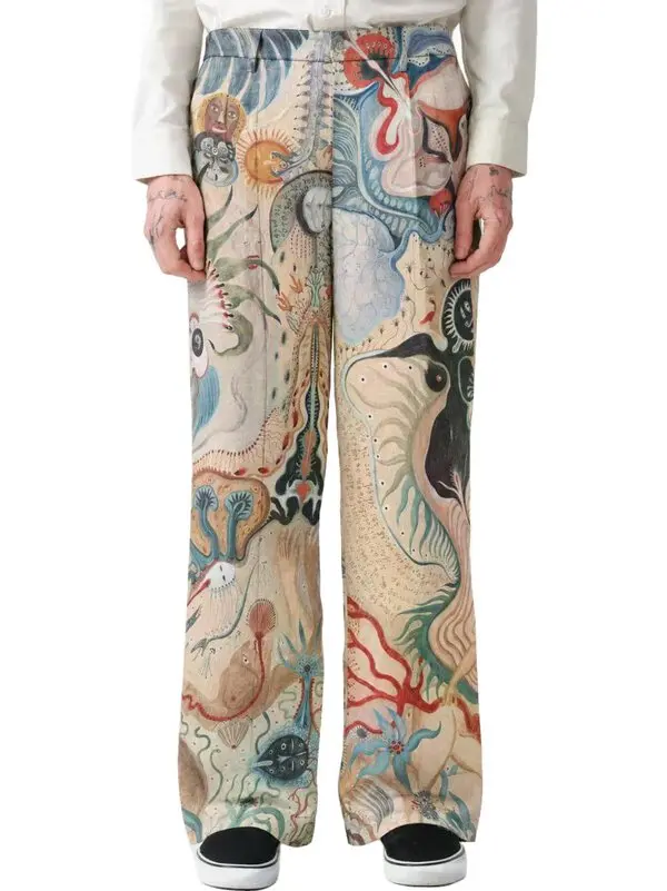 ENDLESS JOY Eternal Squid Wide-leg Trousers - Neutrals
