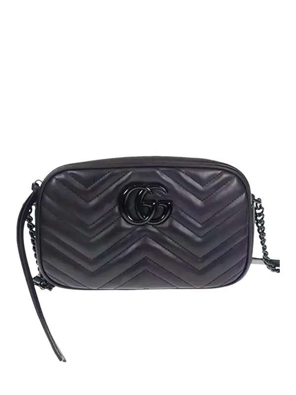 Gucci 2016-2026 Mini Gg Marmont Matelasse Leather Monochrome Crossbody Bag - Black