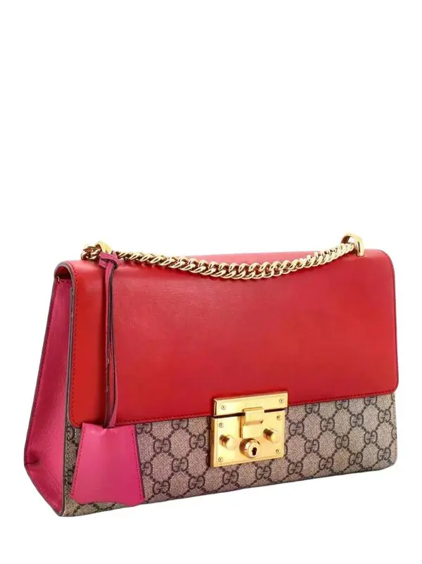 Gucci Padlock Gg Coated Canvas And Leather Medium Shoulder Bag - Red