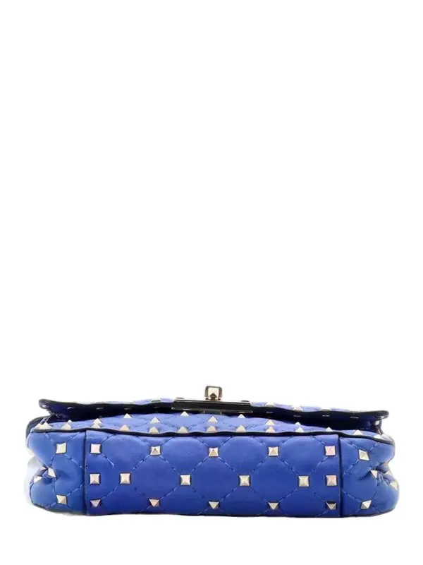 Valentino Garavani Rockstud Spike Flap Bag Quilted Leather Small Crossbody Bag - Blue