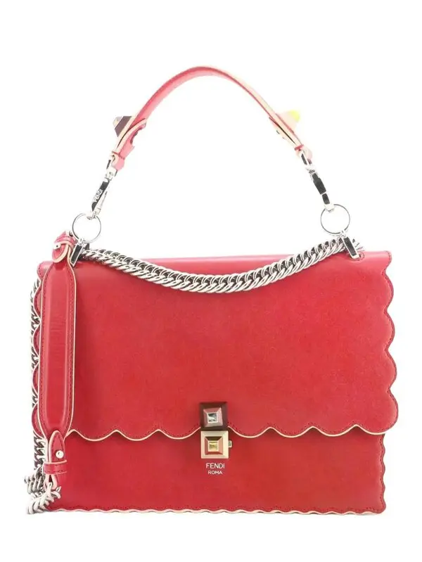 Fendi Kan I Bag Leather Medium Shoulder Bag - Red
