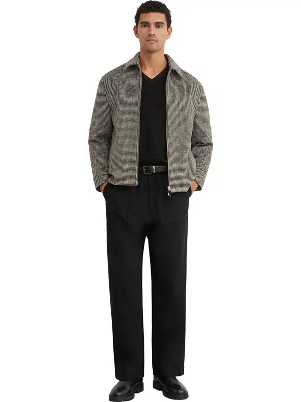 REISS Wool-blend Relaxed-fit Trousers - Black