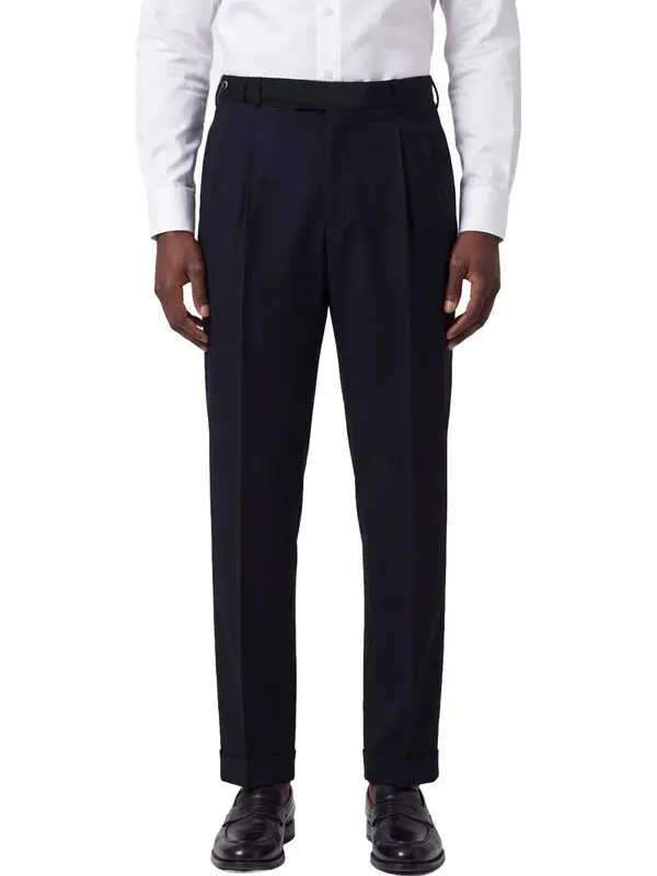 PT TORINO Slim Fit Pleated Gabardine Tailored Trousers - Black