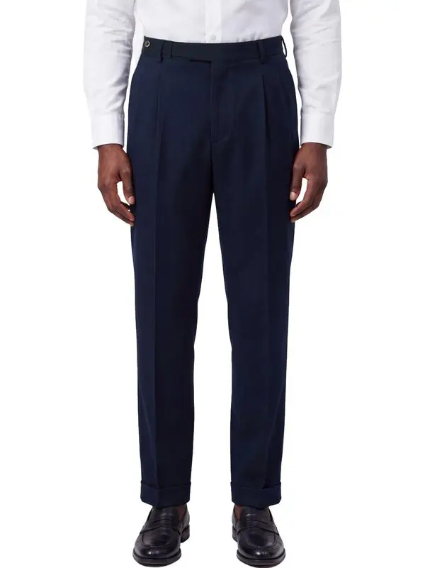 PT TORINO Slim Fit Pleated Gabardine Tailored Trousers - Blue