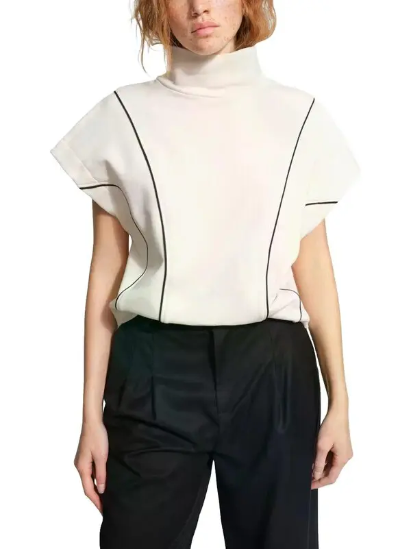 MARCELLA Alva Piping-detail Mock-neck Top - Neutrals