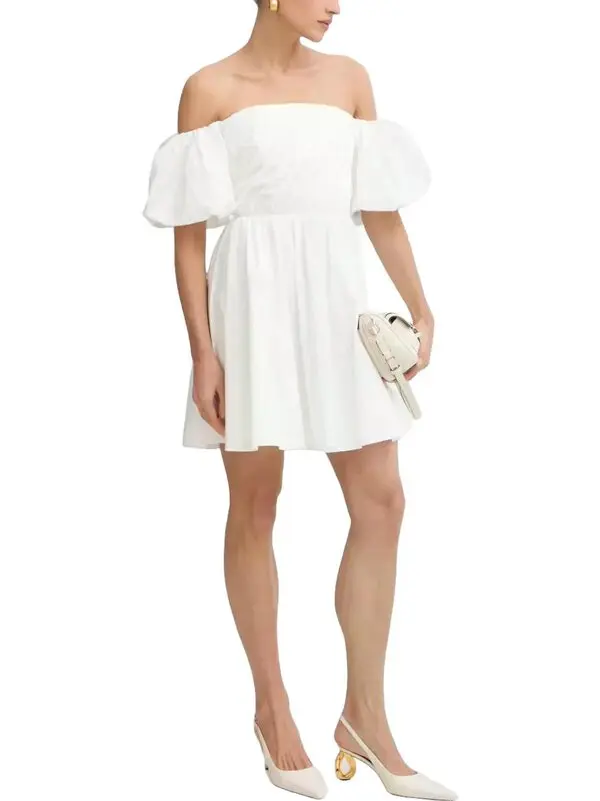MORGAN Ruched Off-shoulder Mini Dress - White