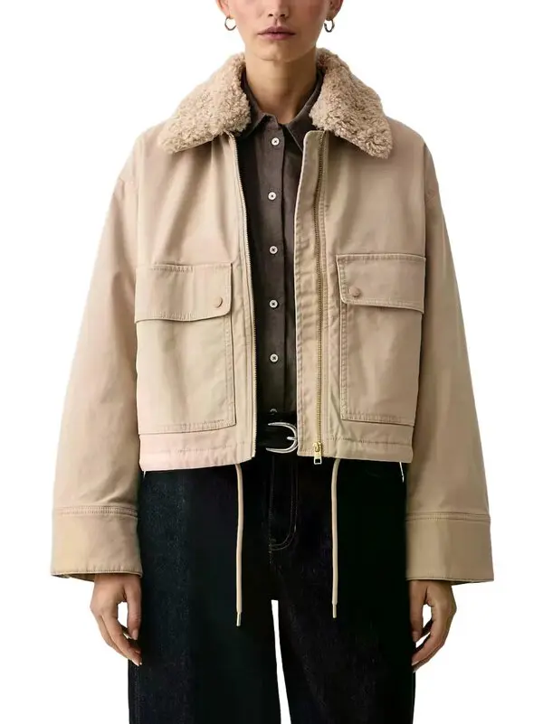 Marc O'polo Shearling-collar Drawstring-hem Jacket - Neutrals