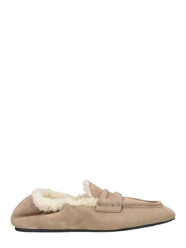 Miu Miu Shearling-lined Suede Loafers - Neutrals