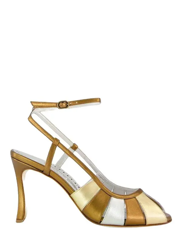 Manolo Blahnik Coludadhi Metallic Leather Sandals - Gold