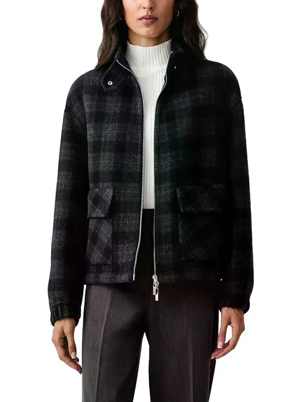 MOS MOSH Camille Check-pattern Zip-up Jacket - Blue