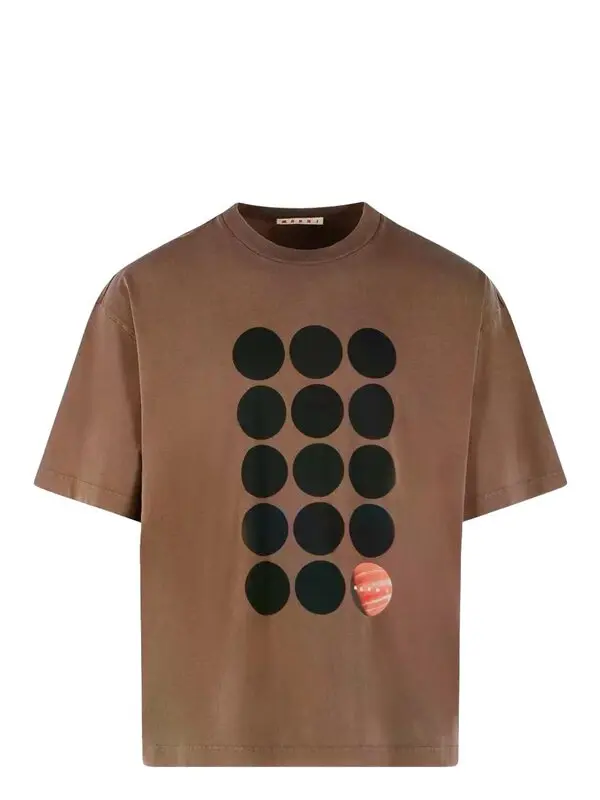 Marni Cotton T-shirt With Planet Print - Brown