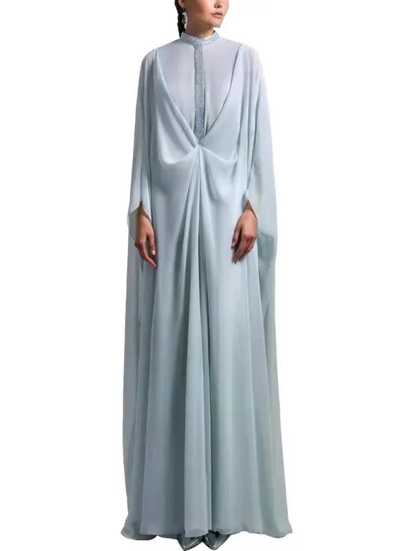 GEMY MAALOUF Embellished-trim Kaftan Dress - Blue