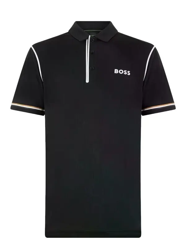 BOSS Active Paddy Golf Polo Shirt In Ripstop Fabric - Black