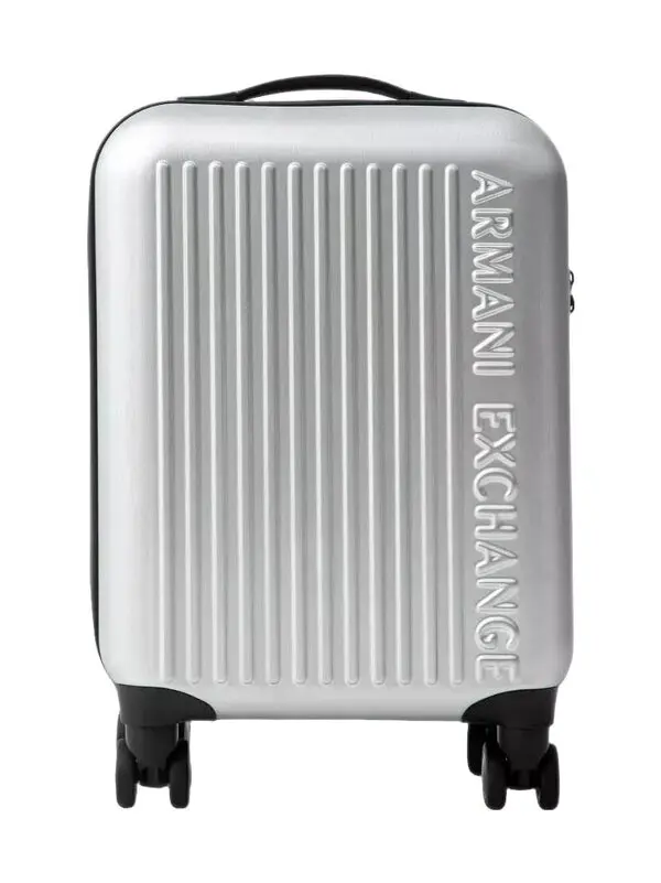 Armani Exchange Logo-embossed Ridged Luggage - Silver
