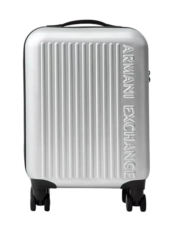 Armani Exchange Logo-embossed Ridged Luggage - Silver