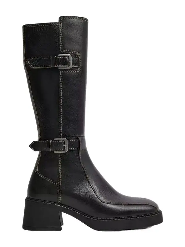 MIISTA Jarmila Buckle-detail Topstitched Boots - Black