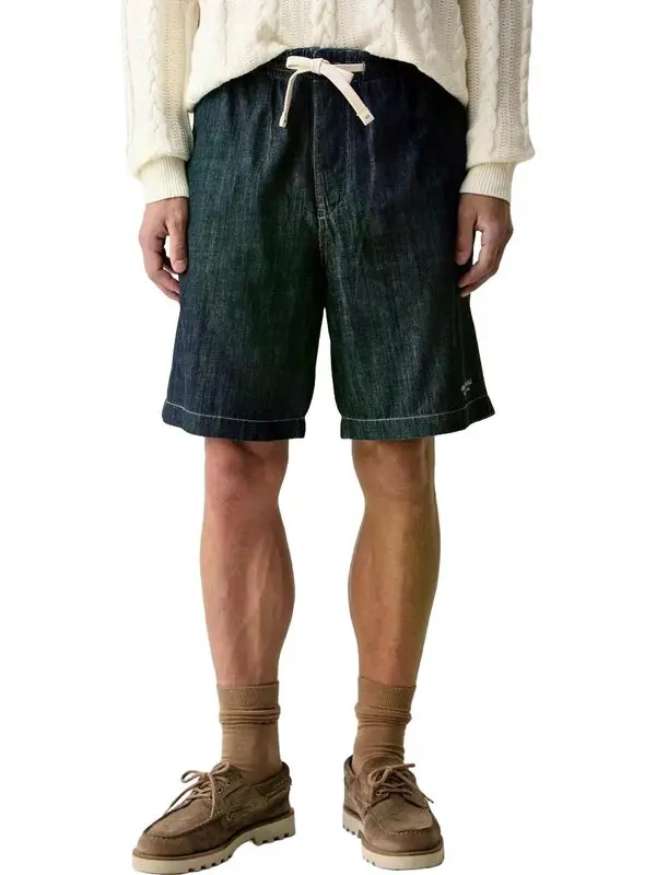 Armani Exchange Drawstring Denim Shorts - Blue