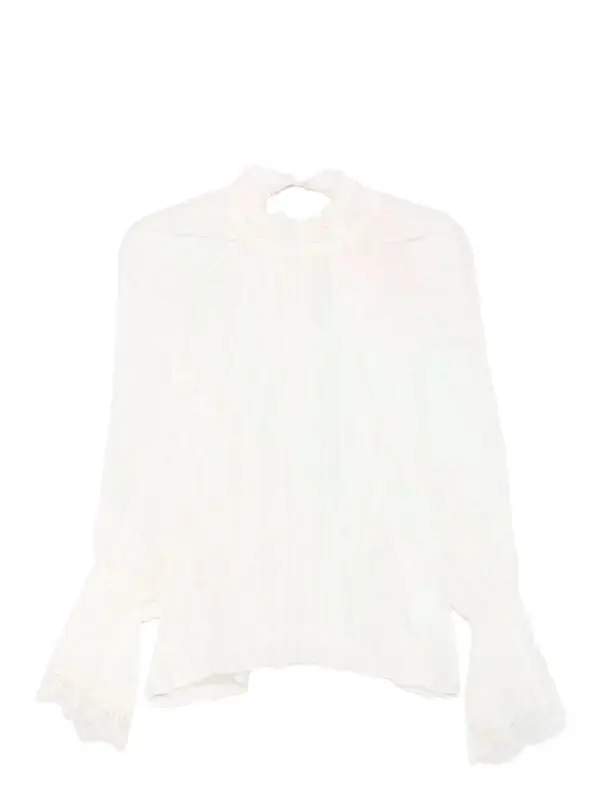 PHILIA LOFT Lace-trimmed Pleated Top - Neutrals