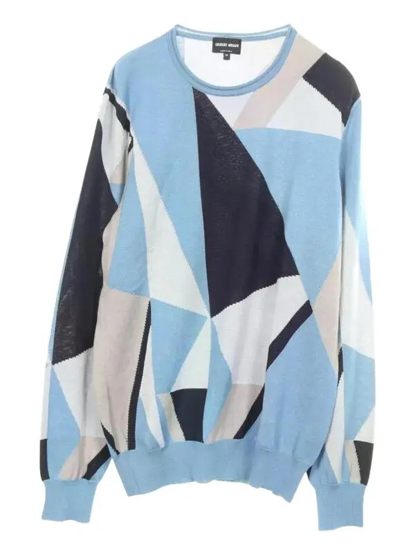 Giorgio Armani 2010s Geometric-motif Knitted Sweater - Blue