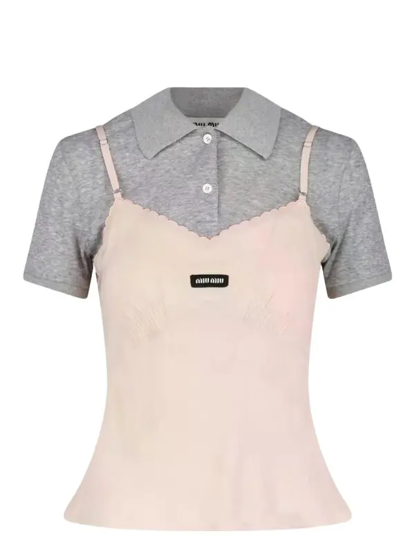 Miu Miu Short-sleeves Polo Top - Pink