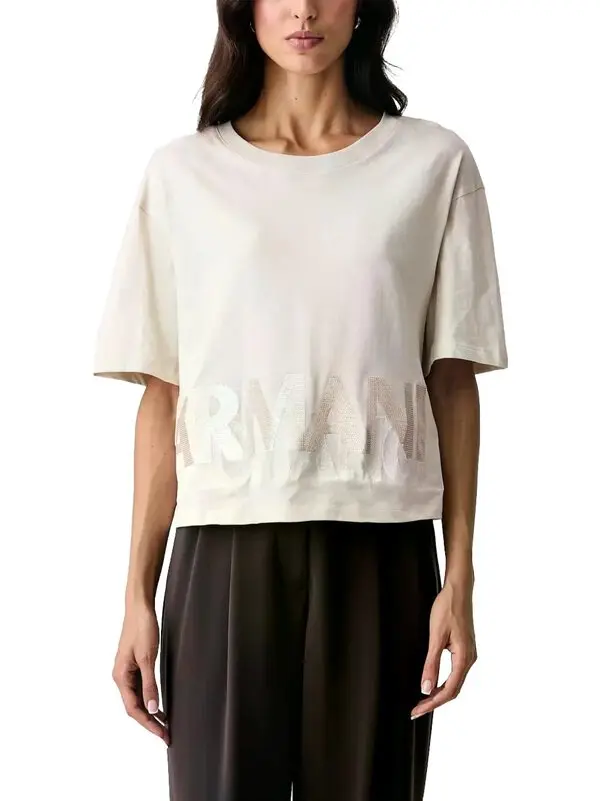 Armani Exchange Sequin-embellished Logo T-shirt - Neutrals