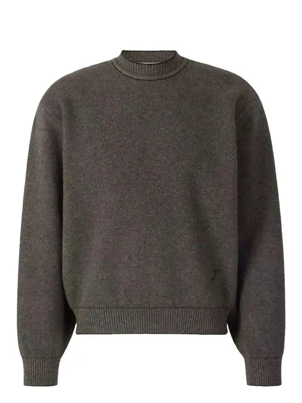 Jacquemus Logo-embroidered Ribbed-trim Sweater - Grey