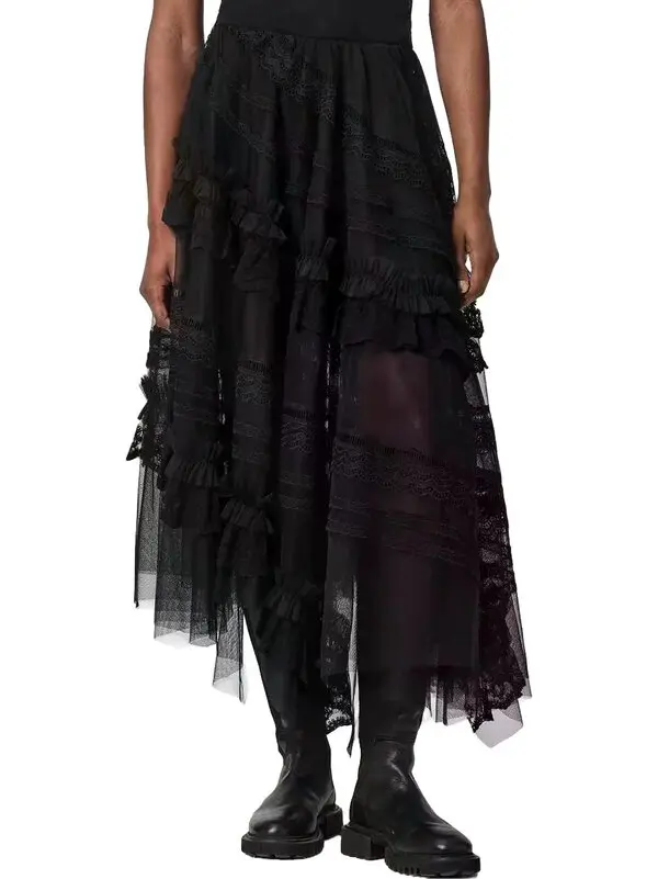 ALLSAINTS Vashtie Lace Midi Skirt - Black