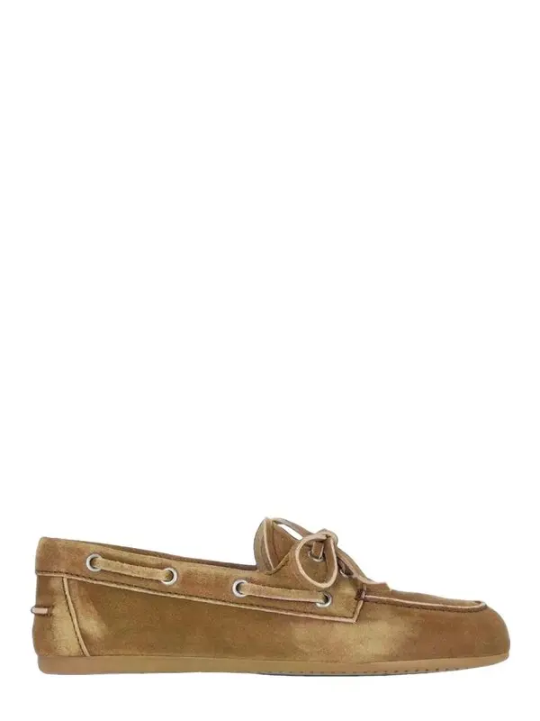 Miu Miu Faded Suede Deck Shoes - Neutrals