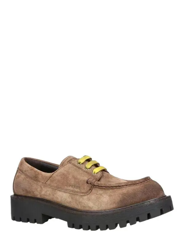 Prada Waxed Suede Lace-up Shoes - Brown