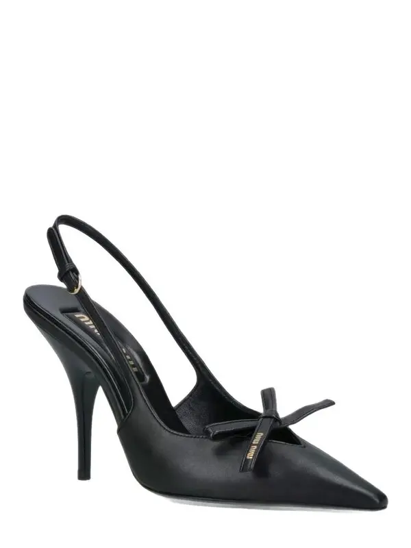 Miu Miu Bow-detail Slingback Pumps - Black
