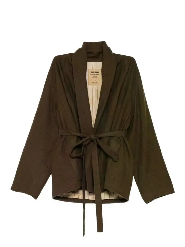UMA WANG Belted Shawl-collar Jacket - Brown