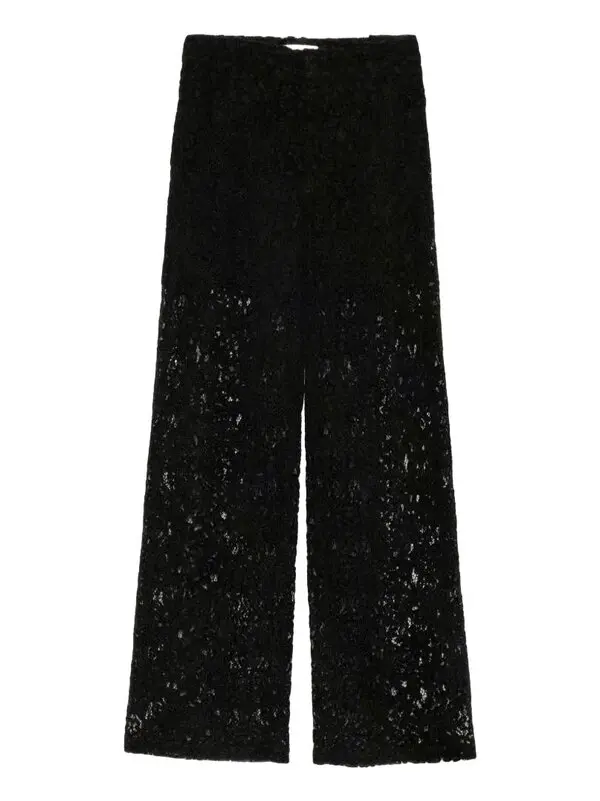 QUETSCHE Lace-overlay Wide-leg Trousers - Black