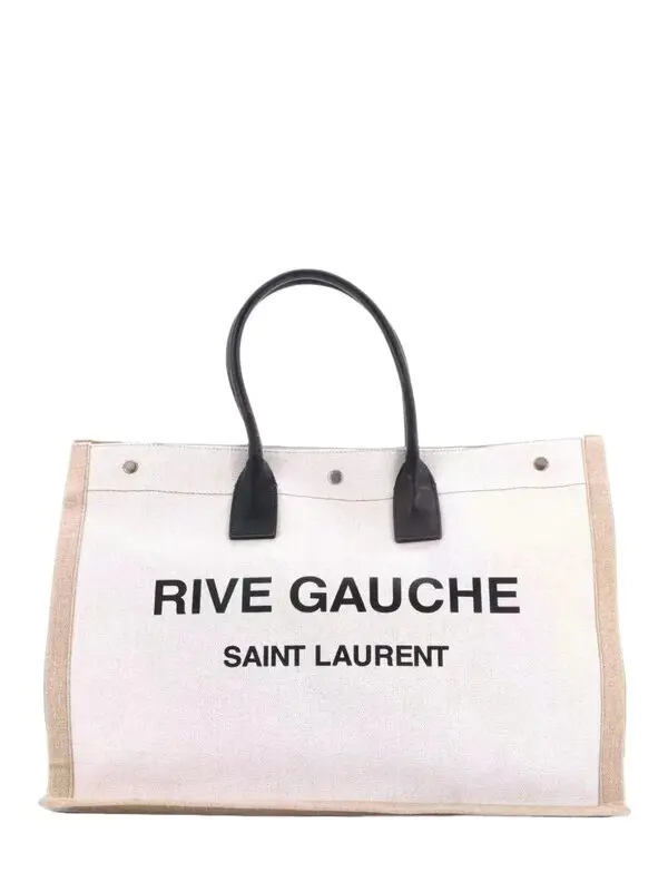 Saint Laurent Rive Gauche Shopper Canvas Large Tote Bag - Black