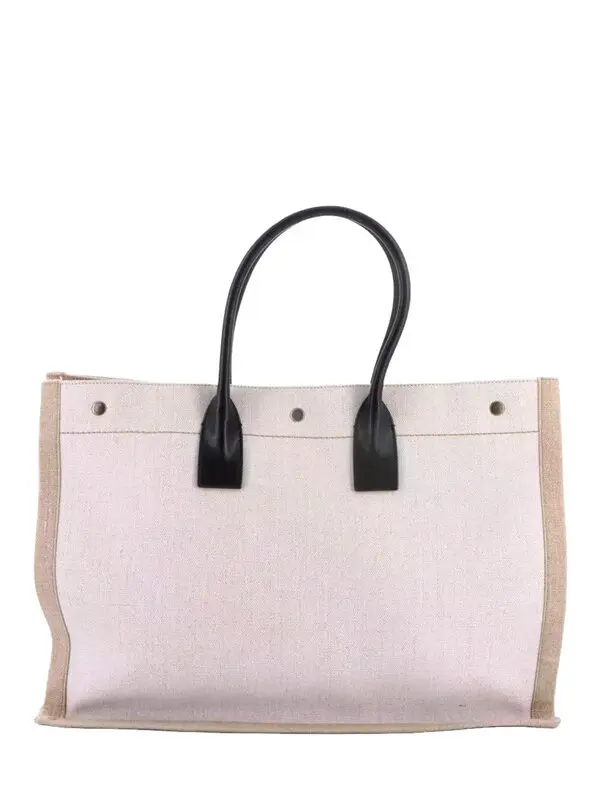 Saint Laurent Rive Gauche Shopper Canvas Large Tote Bag - Black