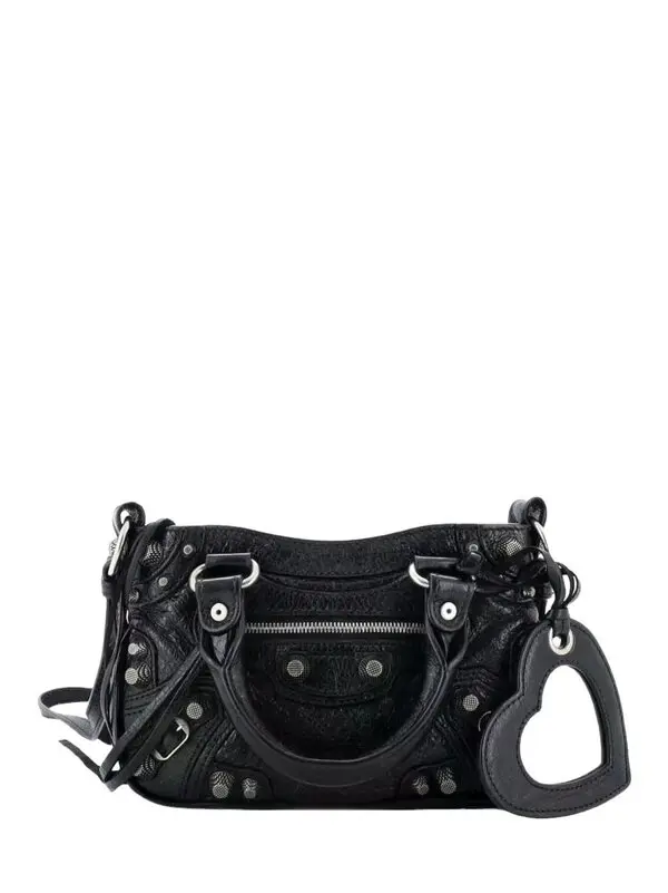 Balenciaga Le Cagole Giant Studs Leather Mini Tote Bag - Black