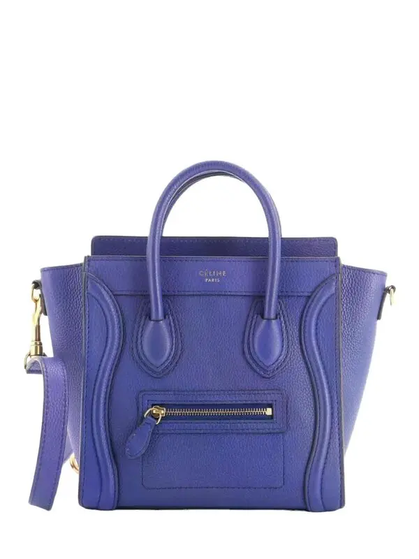 Celine Luggage Bag Grainy Leather Nano Crossbody Bag - Blue